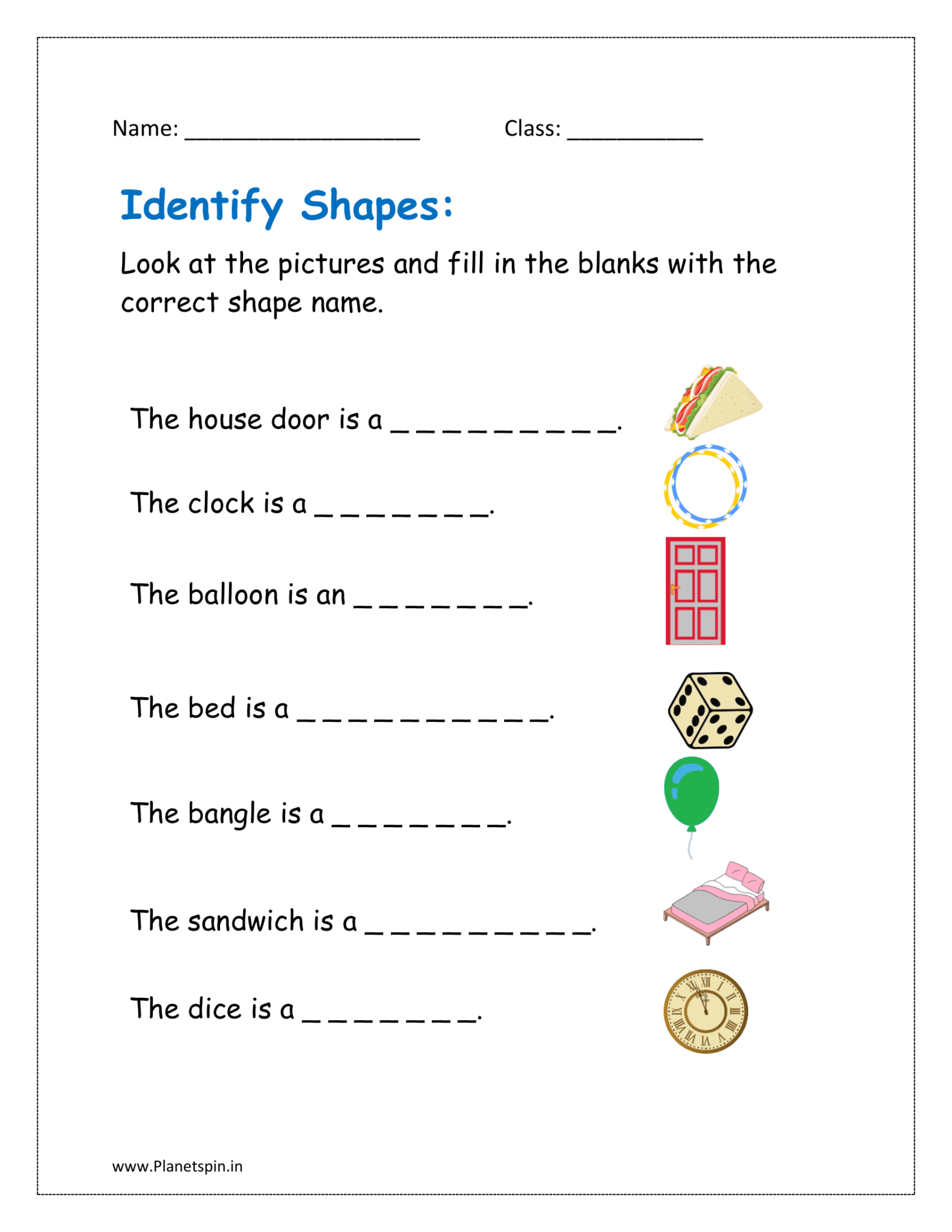 Shapes in real life objects worksheet | Planetspin.in