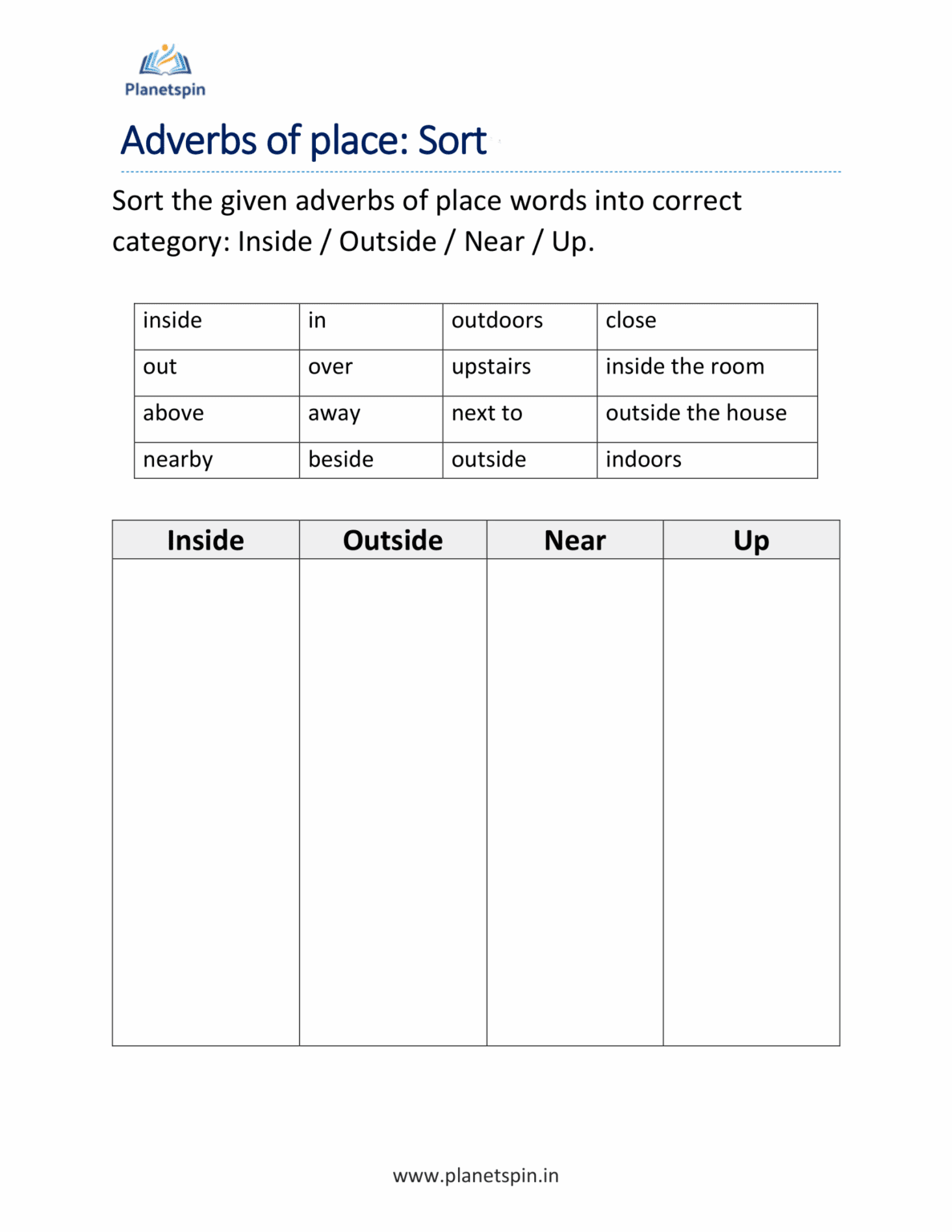 Identify the adverbs worksheet for grade 2 | Planetspin.in