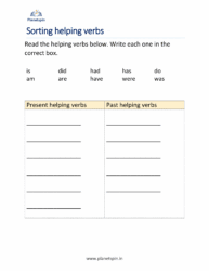 Helping verbs worksheet grade 2 | Planetspin.in