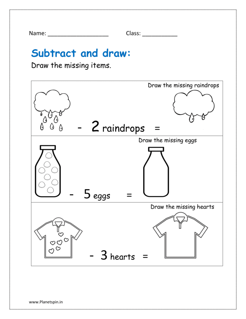 Subtraction cross out worksheet for kindergarten | Planetspin.in