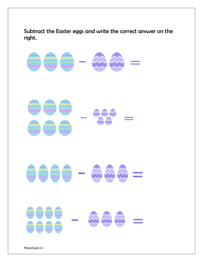 Subtraction worksheets for kindergarten with pictures