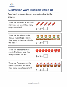 Addition word problem kindergarten worksheets | Planetspin.in