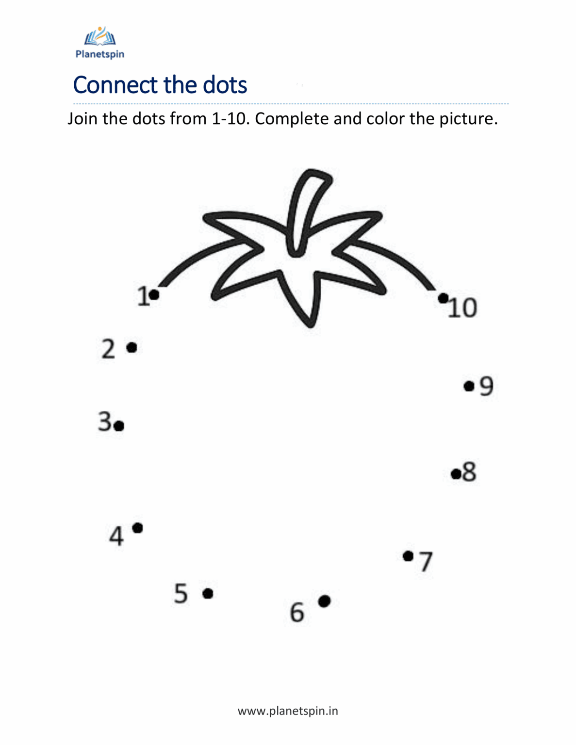 Join the dots 1 to 10 worksheets | Planetspin.in