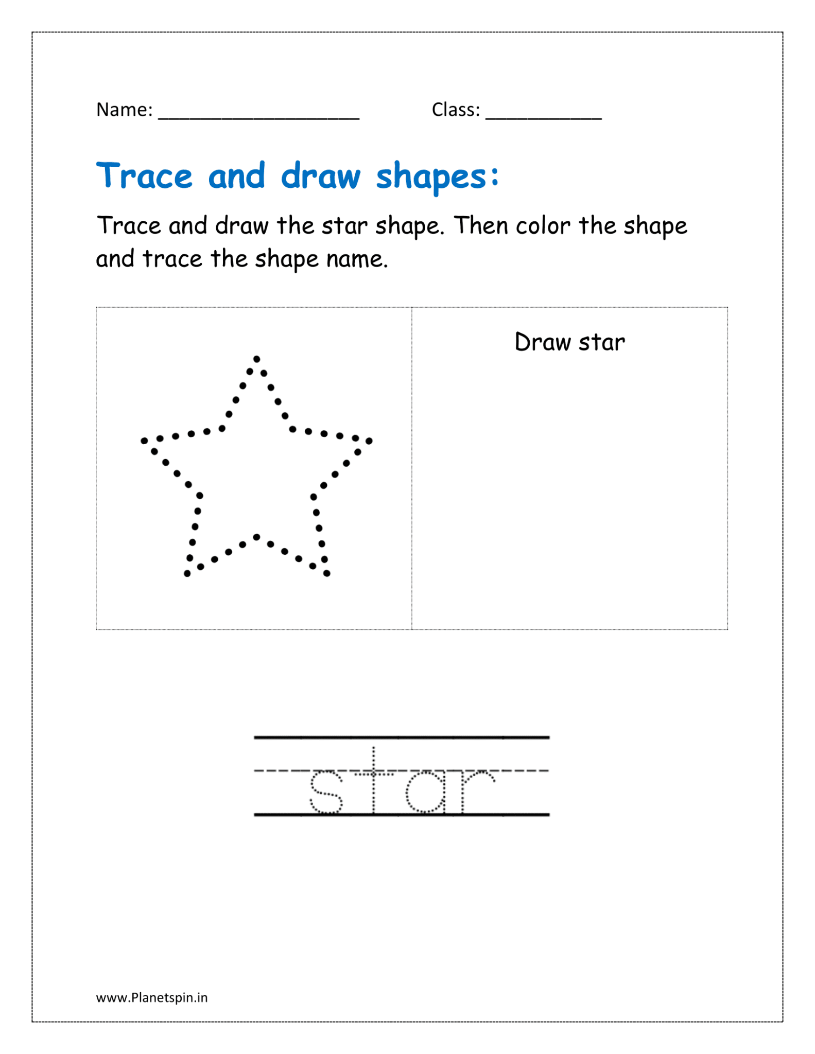 Trace shapes worksheet | Planetspin.in
