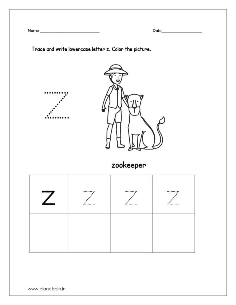 Letter z worksheets for kindergarten | Planetspin.in