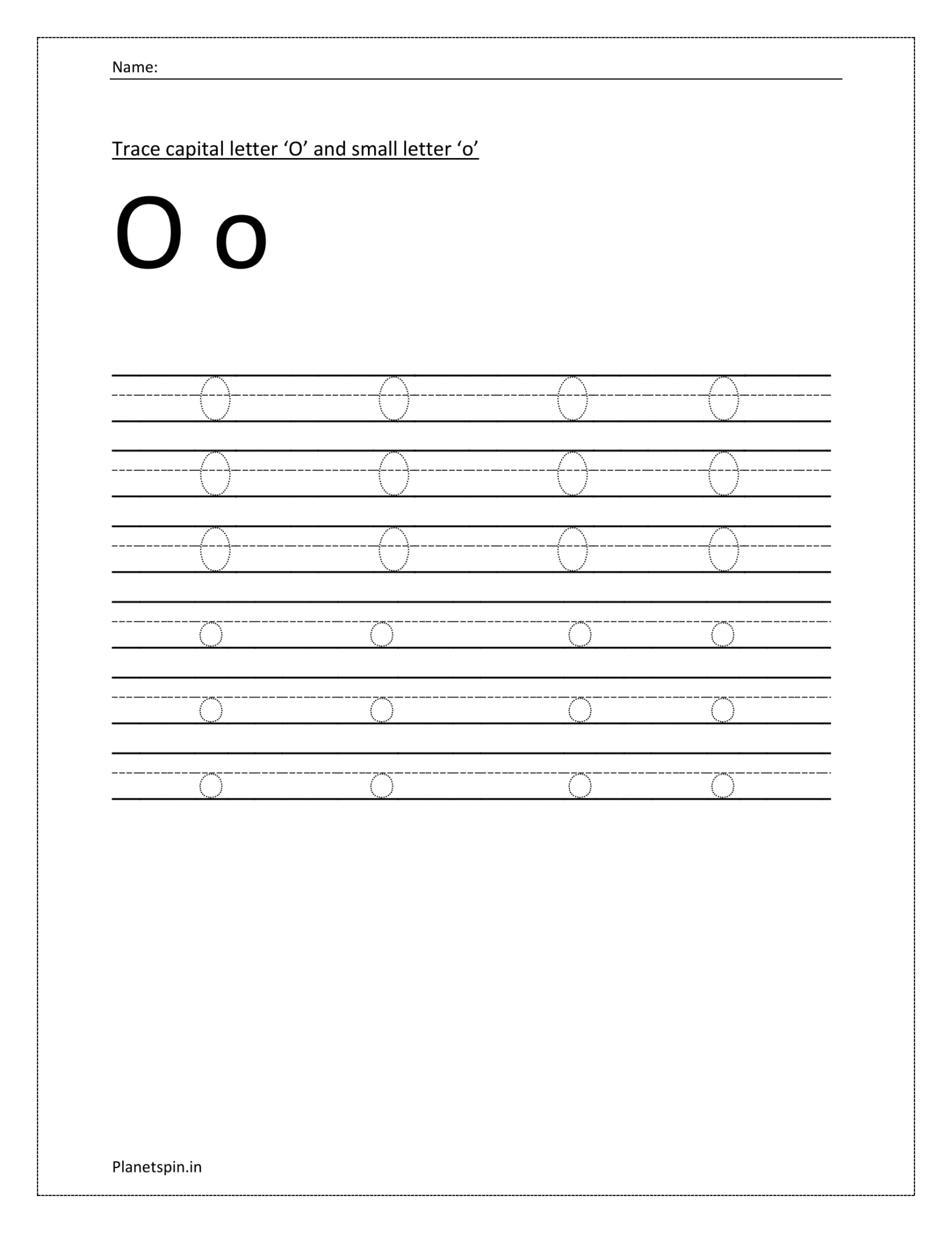 Tracing Lowercase Letter O Worksheets for Kindergarten