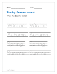 Seasons worksheet for kindergarten | Planetspin.in