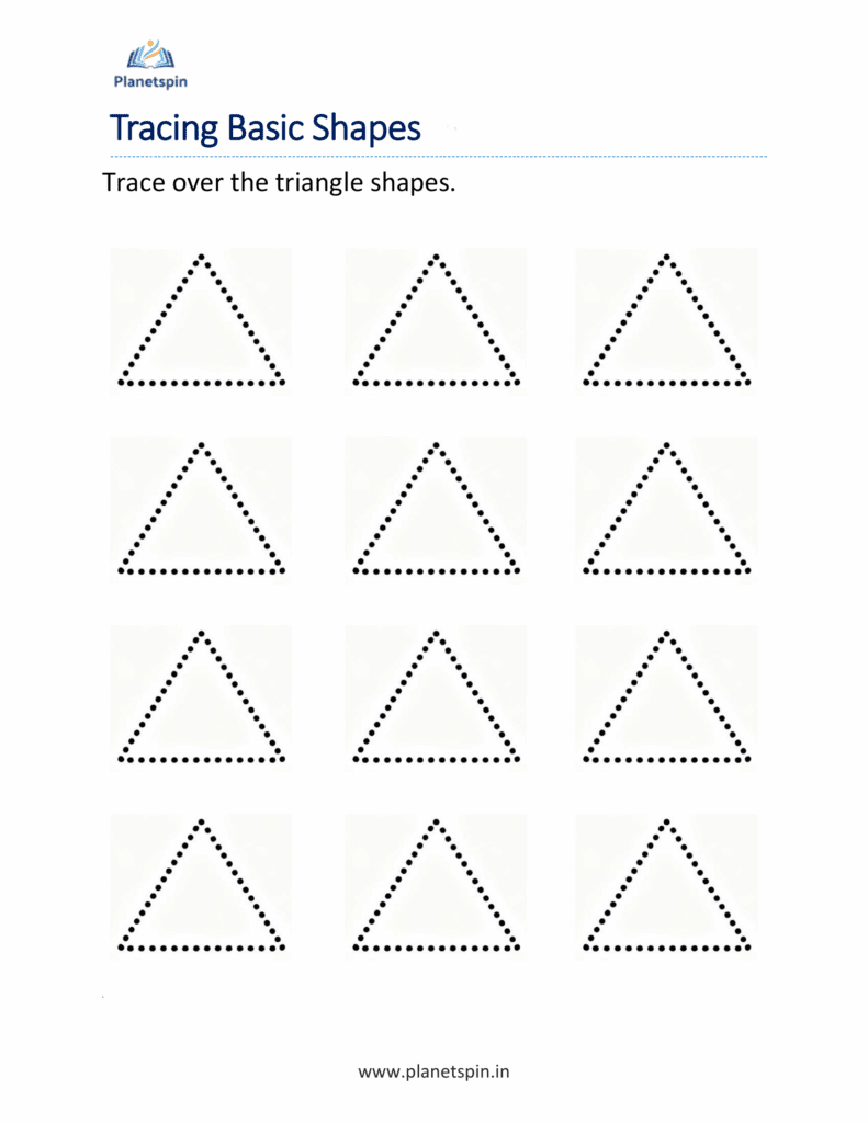 Shape tracing worksheets for kindergarten | Planetspin.in