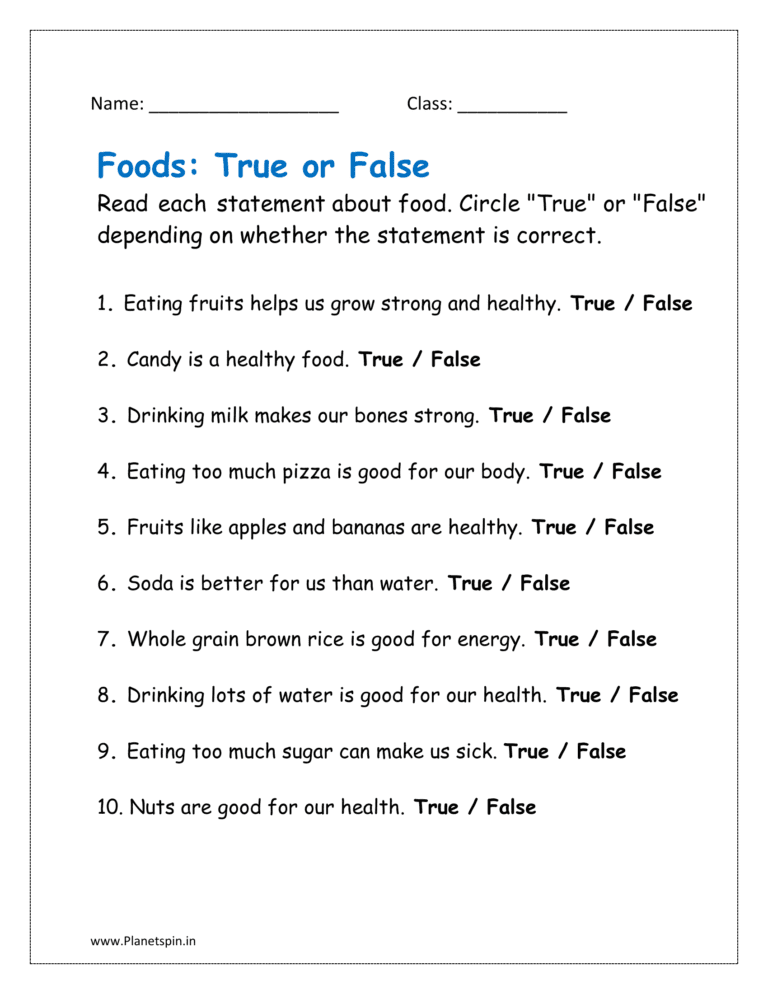 Free printable healthy food worksheets | Planetspin.in