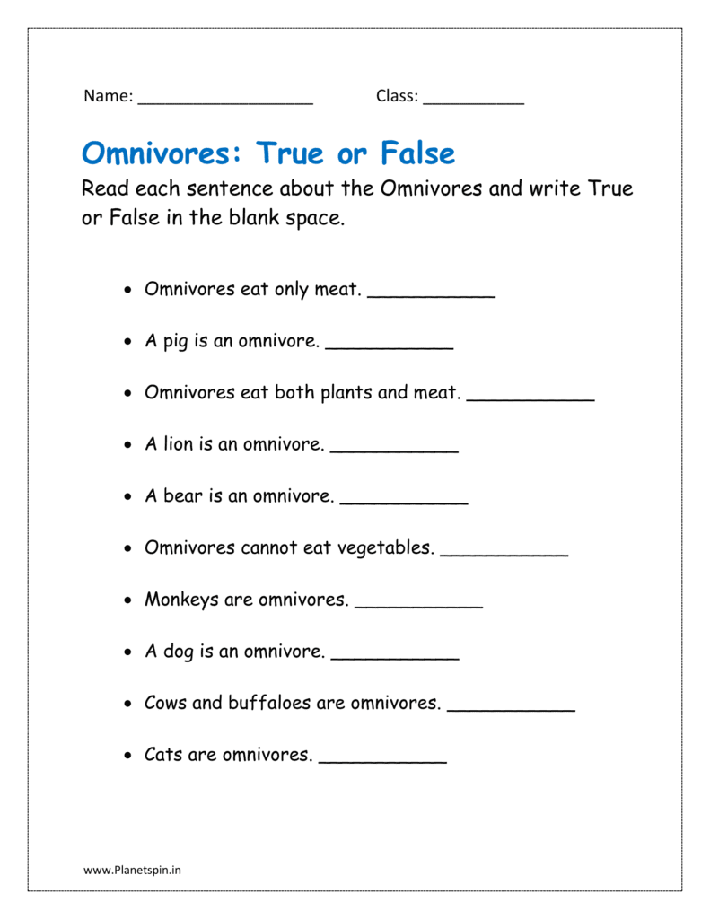 Omnivores worksheet for grade 1 pdf free | Planetspin.in