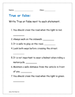 Road safety worksheets for grade 1 | Planetspin.in