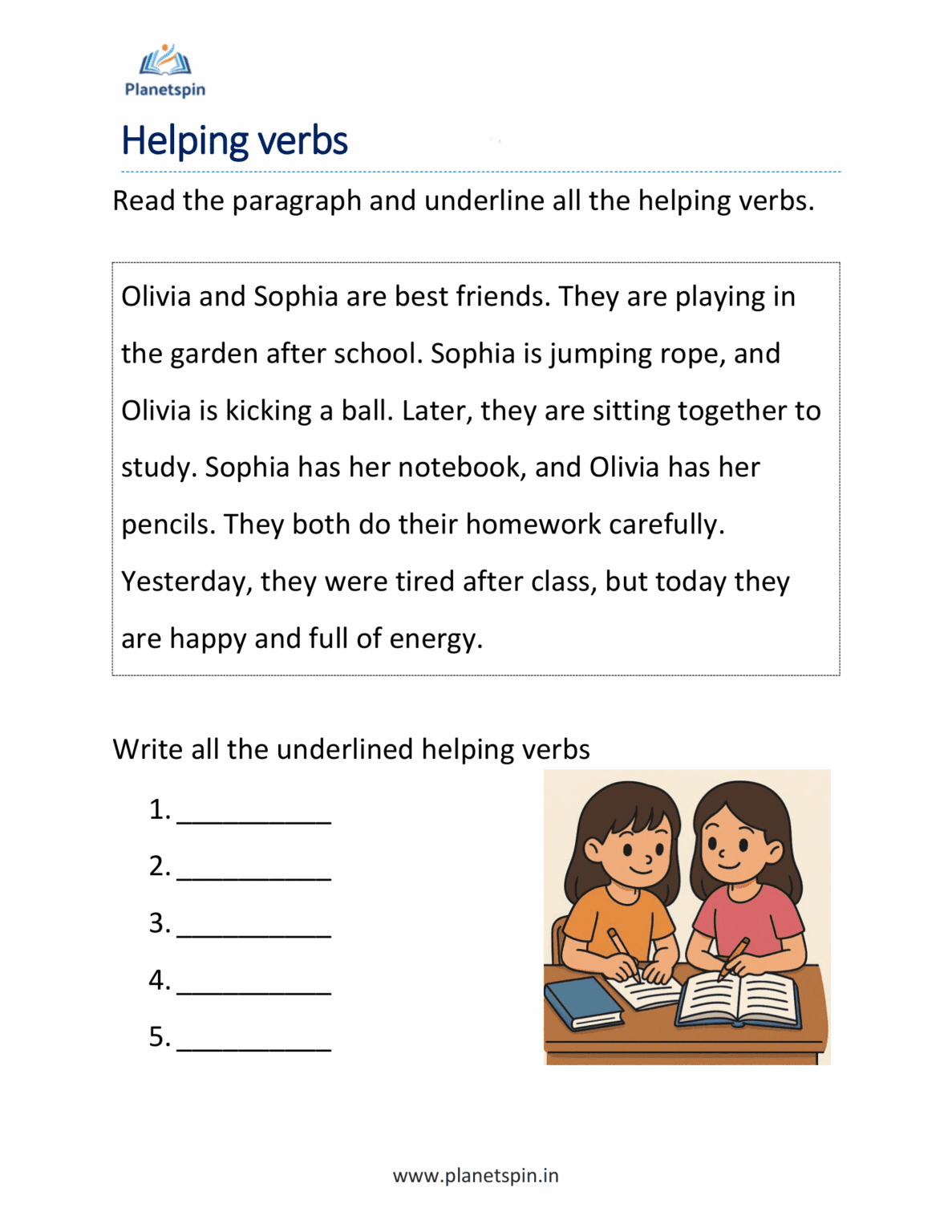Identifying verbs worksheet in sentences for grade 2
