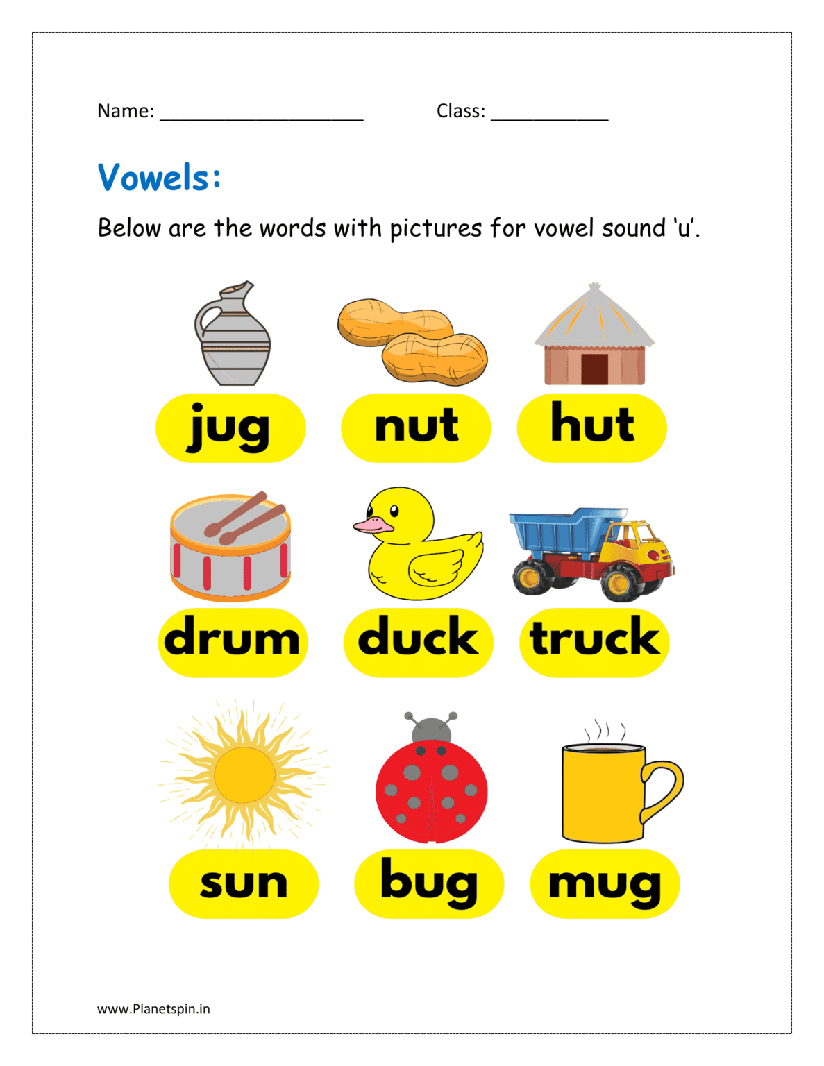 Free printable short vowel worksheets | Planetspin.in