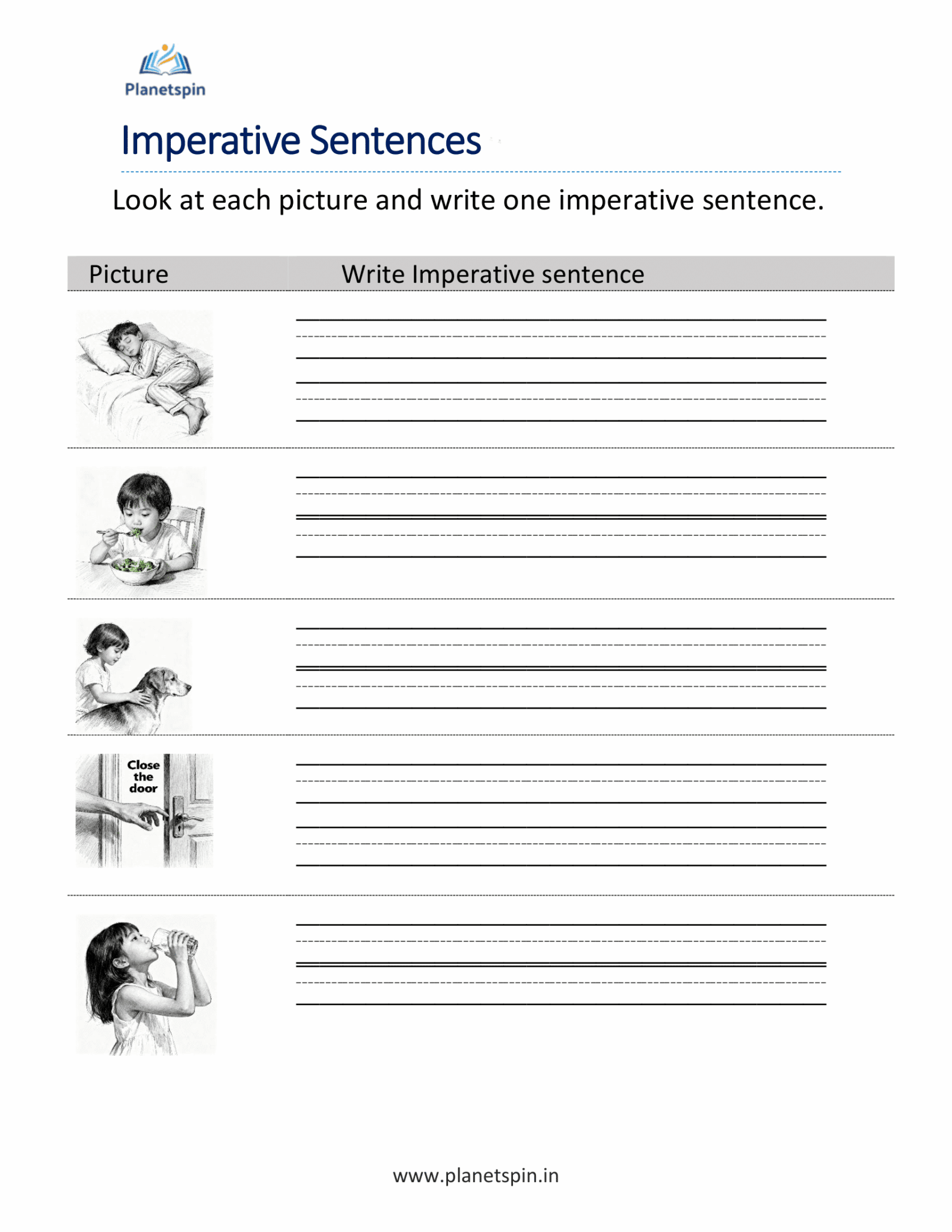 Imperative sentences worksheet - Orders and requests