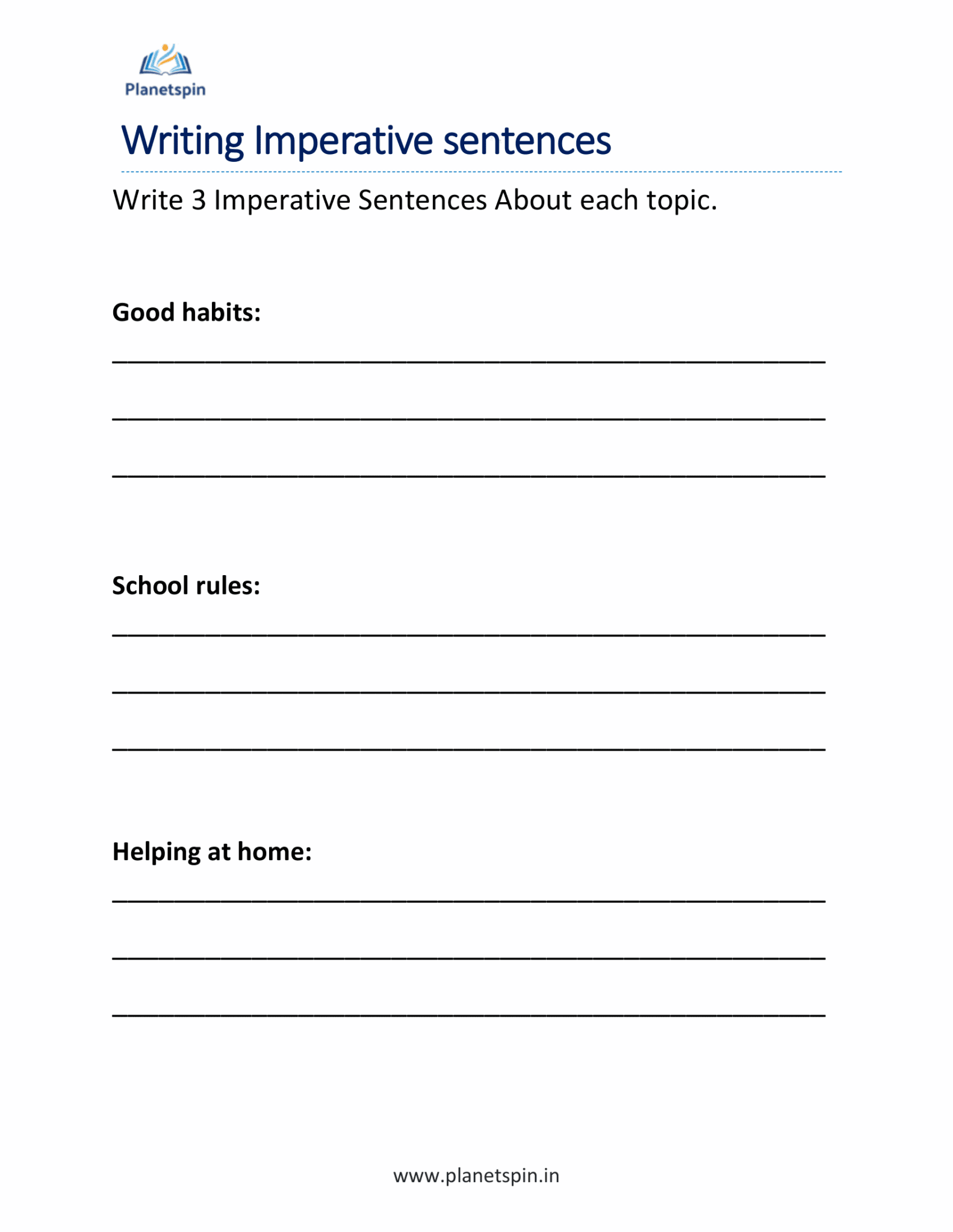 Imperative sentences worksheet - Orders and requests