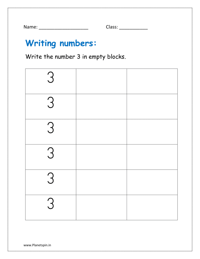 Tracing number 3 worksheet PDF - Free printable for kindergarten