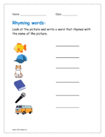 Rhyming words worksheet for grade 1 | Planetspin.in
