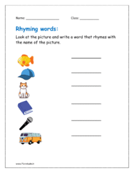 Rhyming words worksheet for grade 1 | Planetspin.in