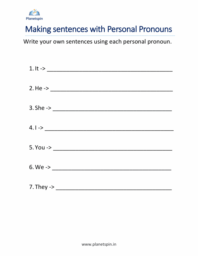 Personal pronouns worksheets for grade 2 | Planetspin.in
