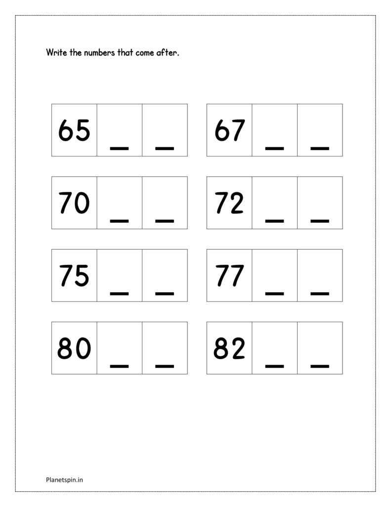 Forward counting worksheet for kindergarten | Planetspin.in