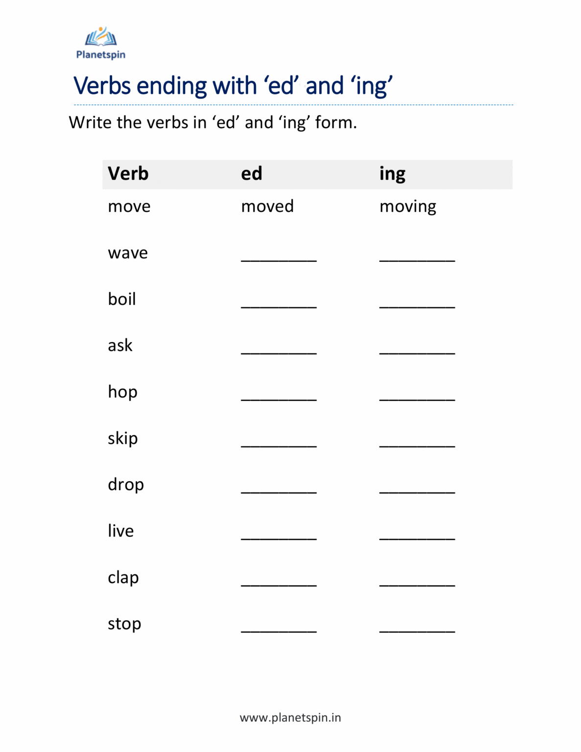 Past form of irregular verbs worksheet for grade 2 | Planetspin.in