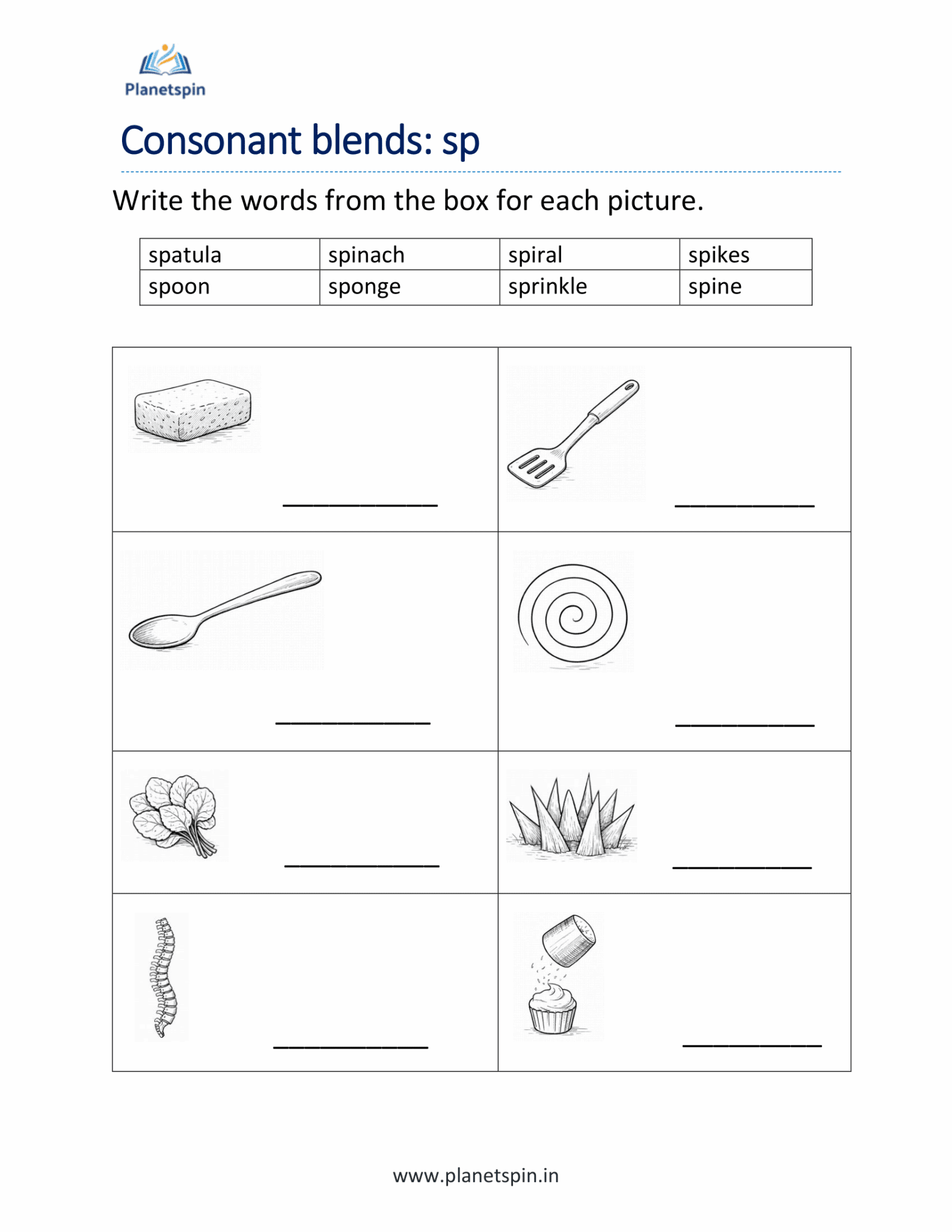 sp blends worksheets for kindergarten | Planetspin.in